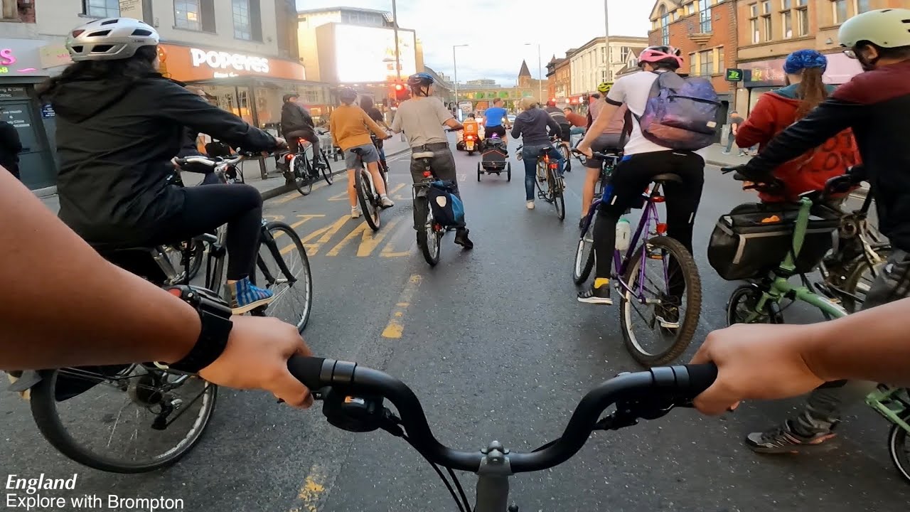 Brompton join Critical Mass Rider, Tour Nottingham City - YouTube