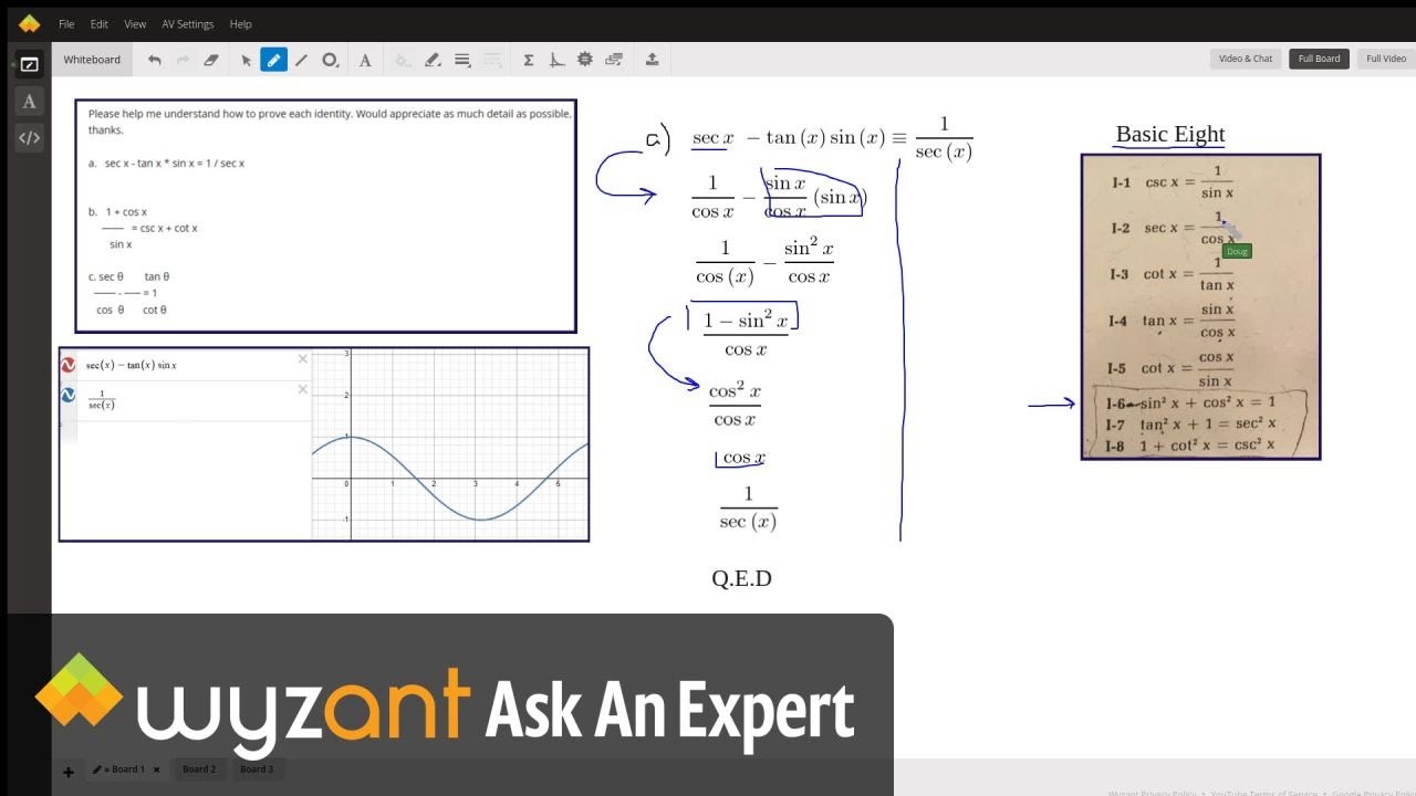 Proving trig identities--work on one side only. - YouTube