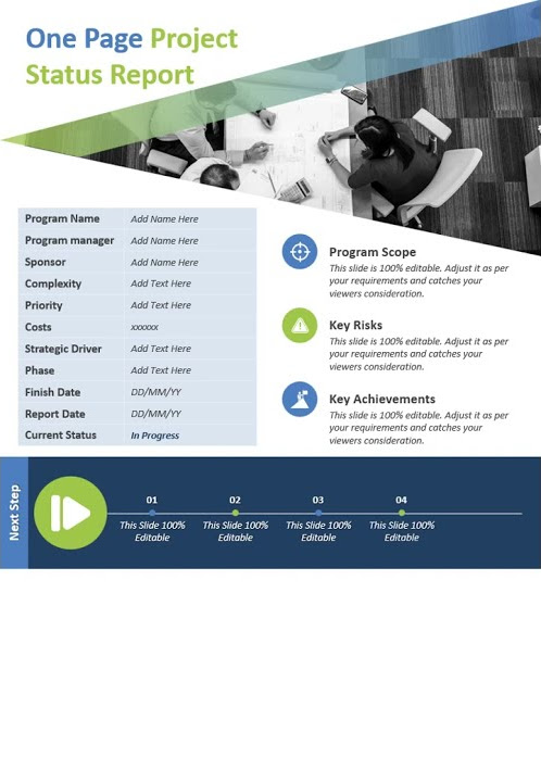 One Page Project Status Report With Milestones PowerPoint Template ...