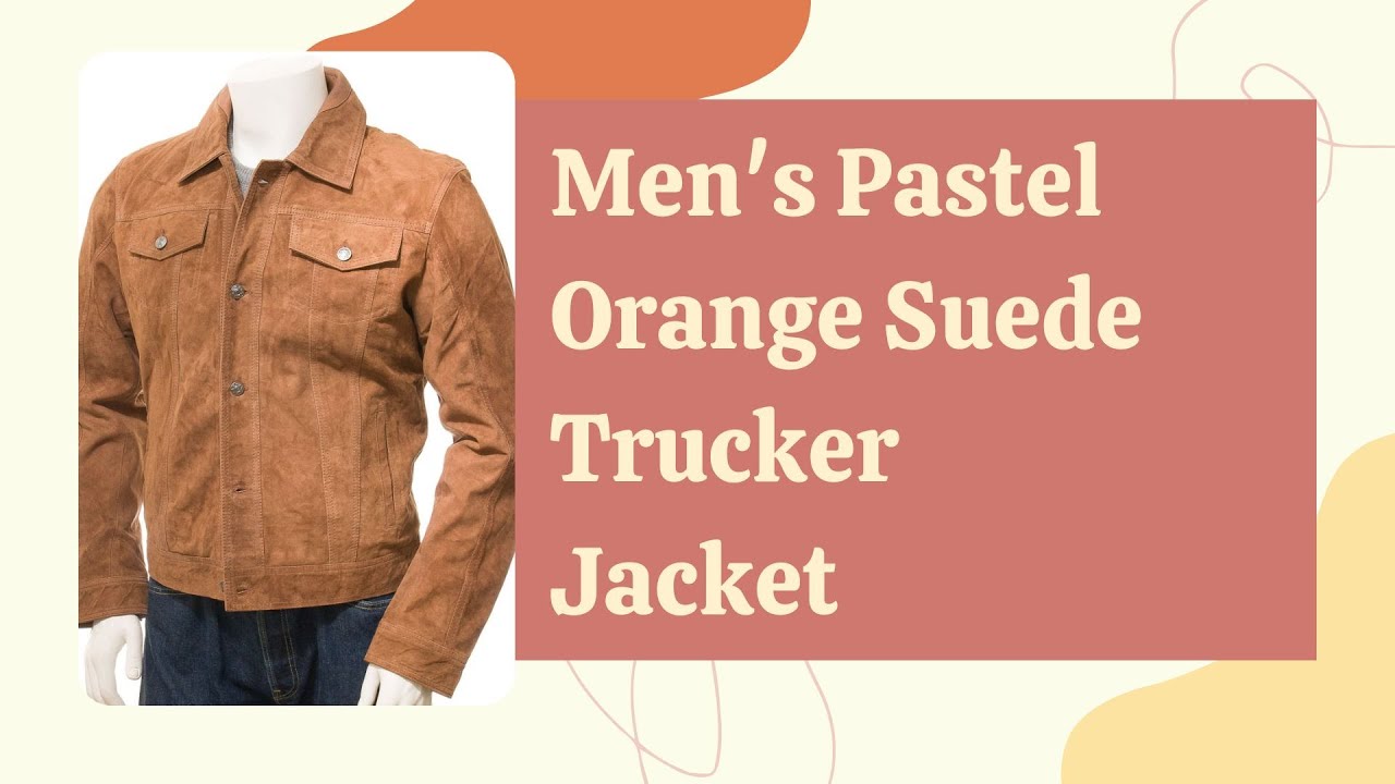 Men's Pastel Orange Suede Trucker Jacket | Suede Jacket | Express ...
