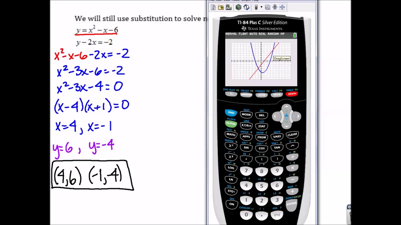 Algebra 2 - Unit 3 - Day 14 - Solving Non-Linear Systems Algebraically ...