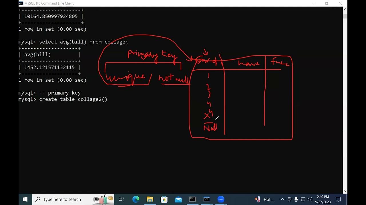 MySQL primary key , nested query Part 1 - YouTube