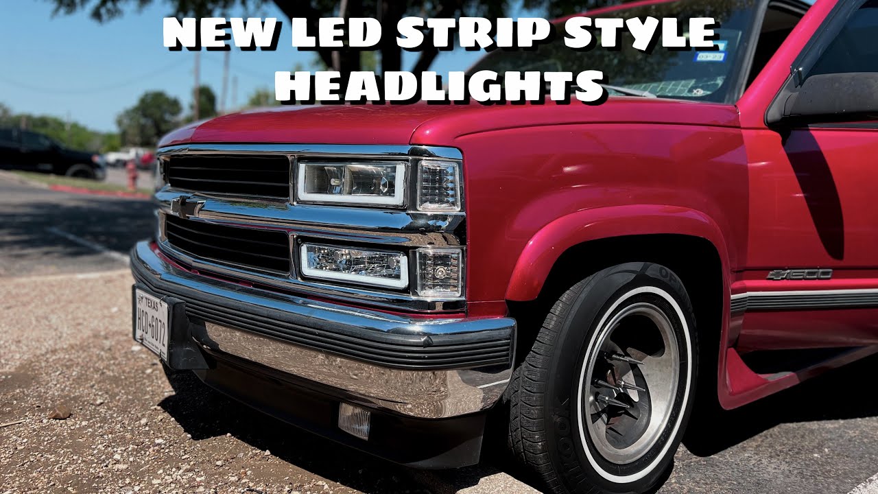 INSTALLING LED STRIP HEADLIGHTS FOR OBS CHEVY TRUCK #obschevy - YouTube