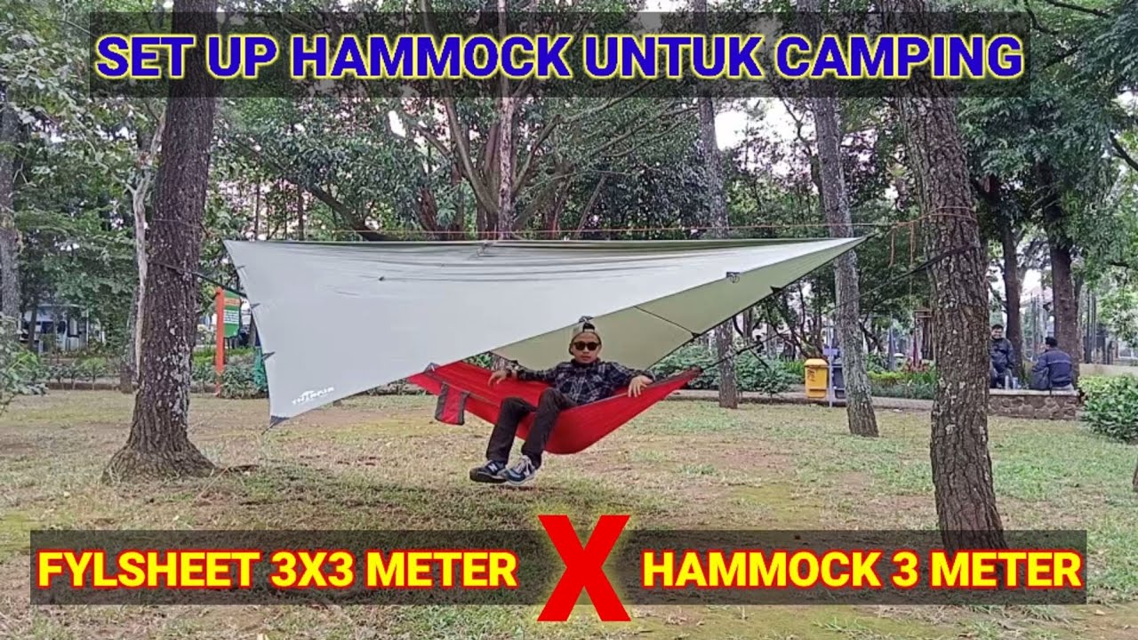 set up flysheet 3x3, hammock camping - YouTube