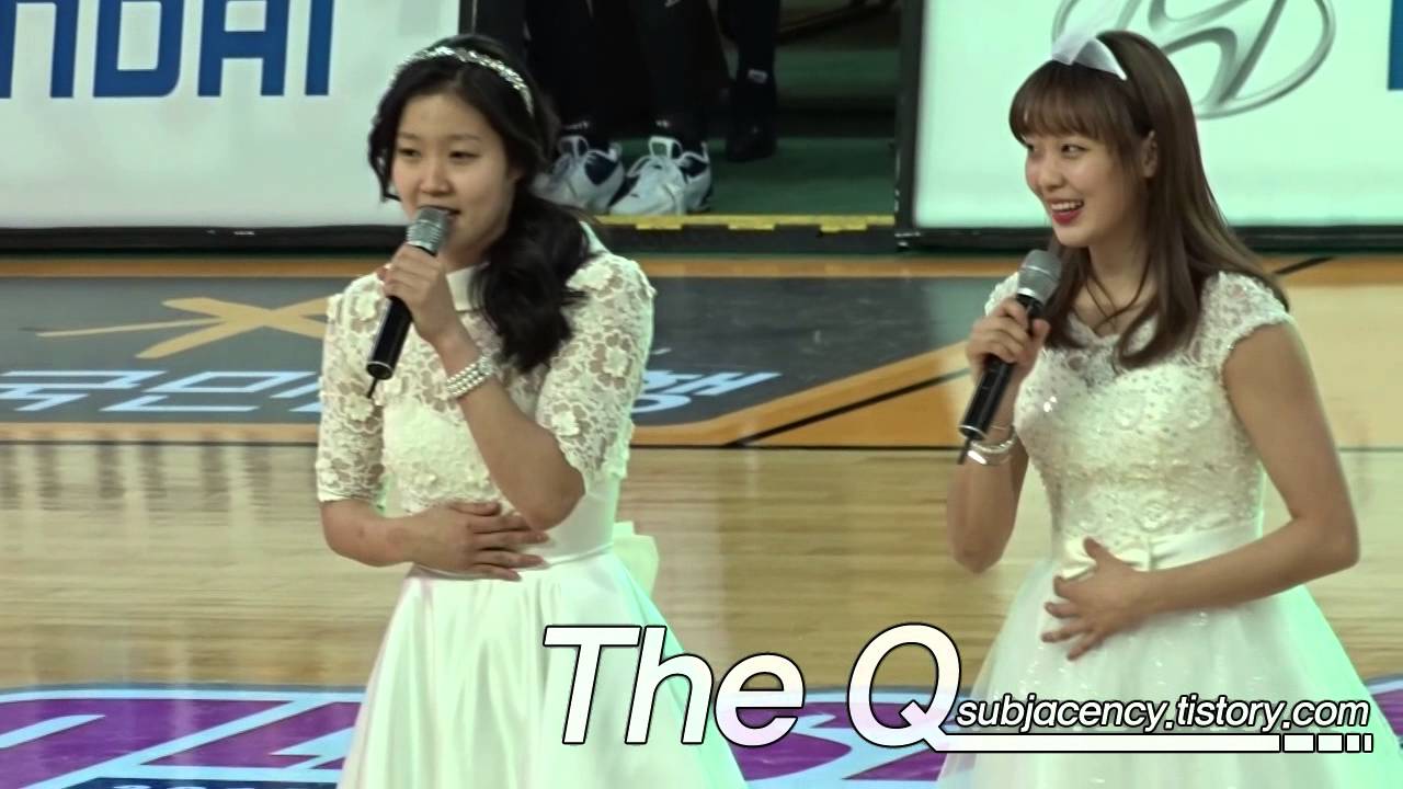 [직캠] 20140118 2014-2015 WKBL 올스타전, 홍아란, 신지현 - 거위의 꿈 - YouTube
