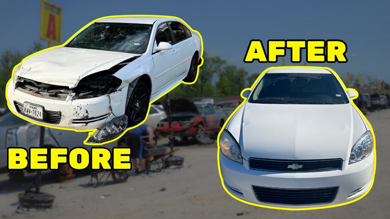 REBUILDING MY CRASHED 2013 CHEVY IMPALA IN 10 MIN #howto #repair - YouTube