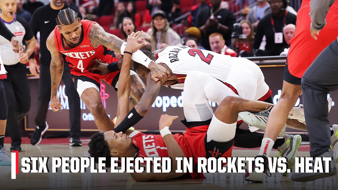 6 EJECTED in final seconds of Heat vs. Rockets after Thompson throws ...