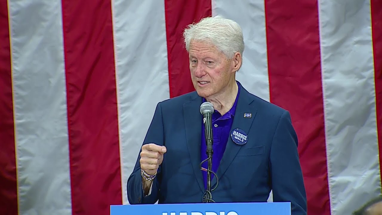 Former President Bill Clinton campaigns for Harris in Muskegon Heights ...