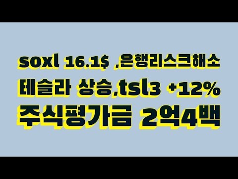 은행파산문제 해결 ,다우상승 나스닥 하락마감, soxl 16.08$ 테슬라 상승 tsl3 +12% - YouTube