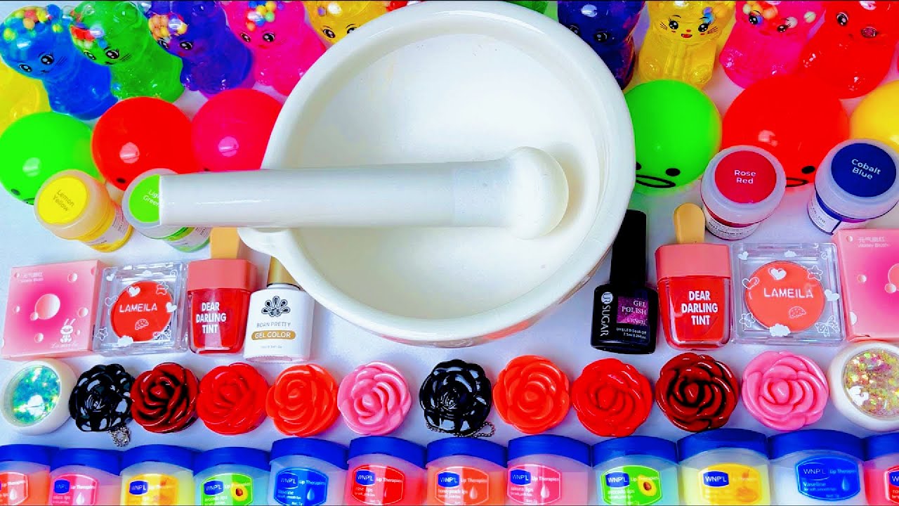 Satisfying Video DIY Making Clear Slime Mixing Eyeshadow Makeup ...