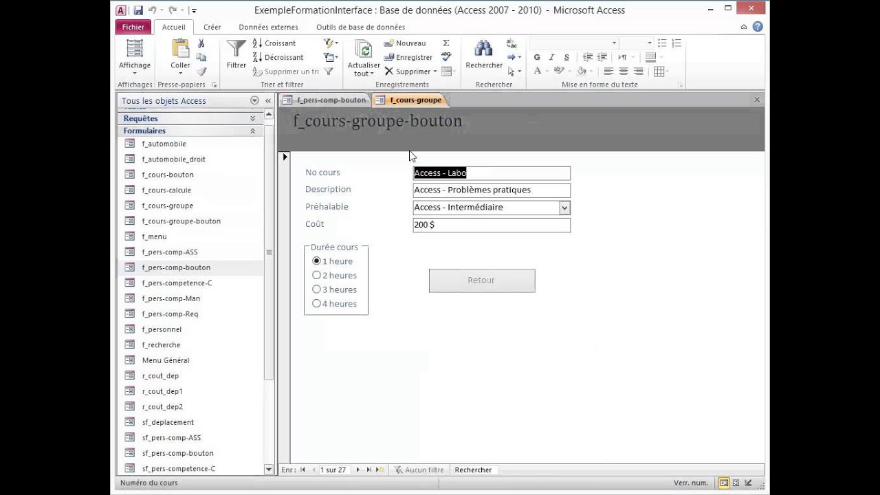 Access 2010 - Formulaire bouton - YouTube