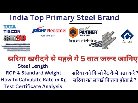 India Top Primary Steel TMT Brand | How to Calculate Steel rate in Kg ...