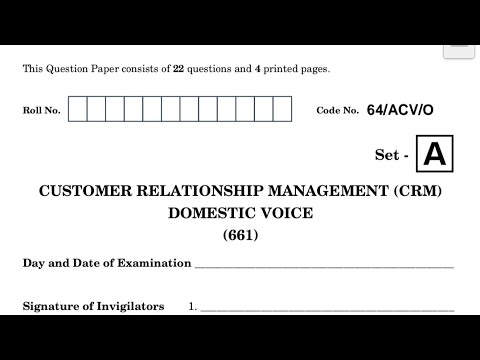 nios class 12 crm paper | nios | 12th | crm |question paper 2022 - YouTube