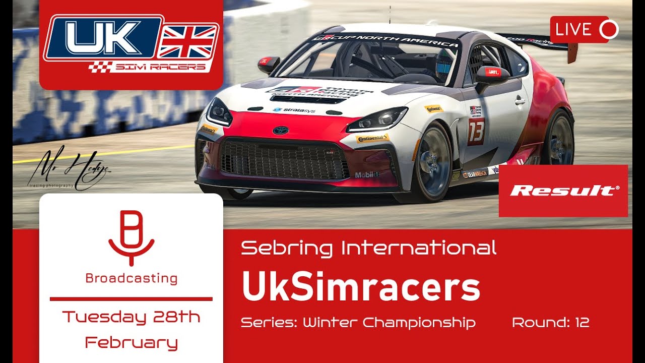 Results Clothing, UkSimracers Winter League Round 12 Sebring - YouTube
