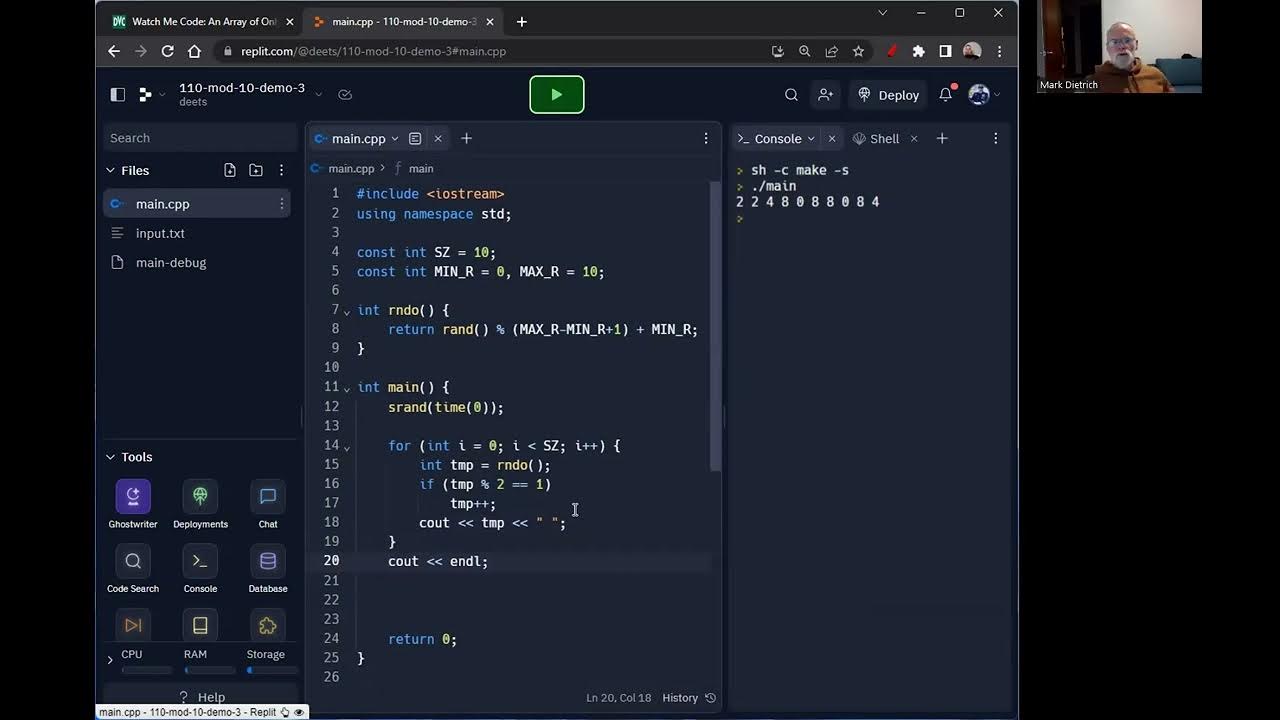 COMSC-110: Watch Me Code an Array of Only Even Ints - YouTube