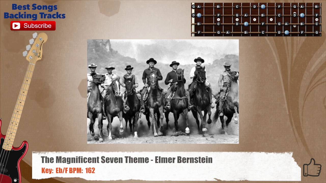 🎻 The Magnificent Seven Theme • Elmer Bernstein Bass Backing Track ...