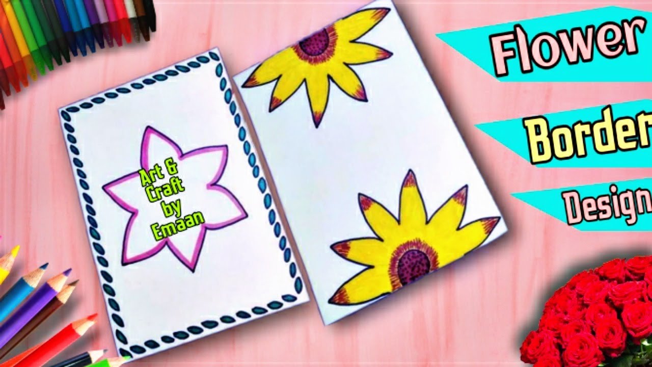 easy #summer sun flower 🌻 border design | #sunflower Front cover page ...
