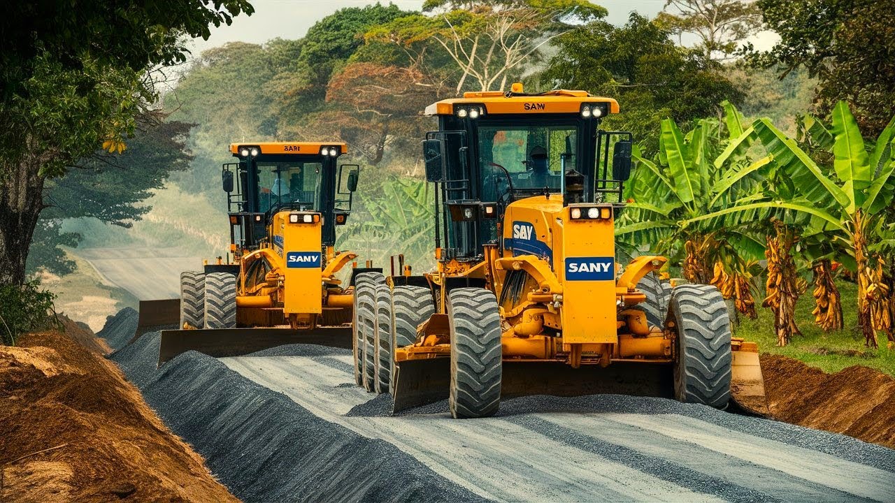 Amazing Road Grading Process with Heavy SANY Grader Machinery in Rural ...