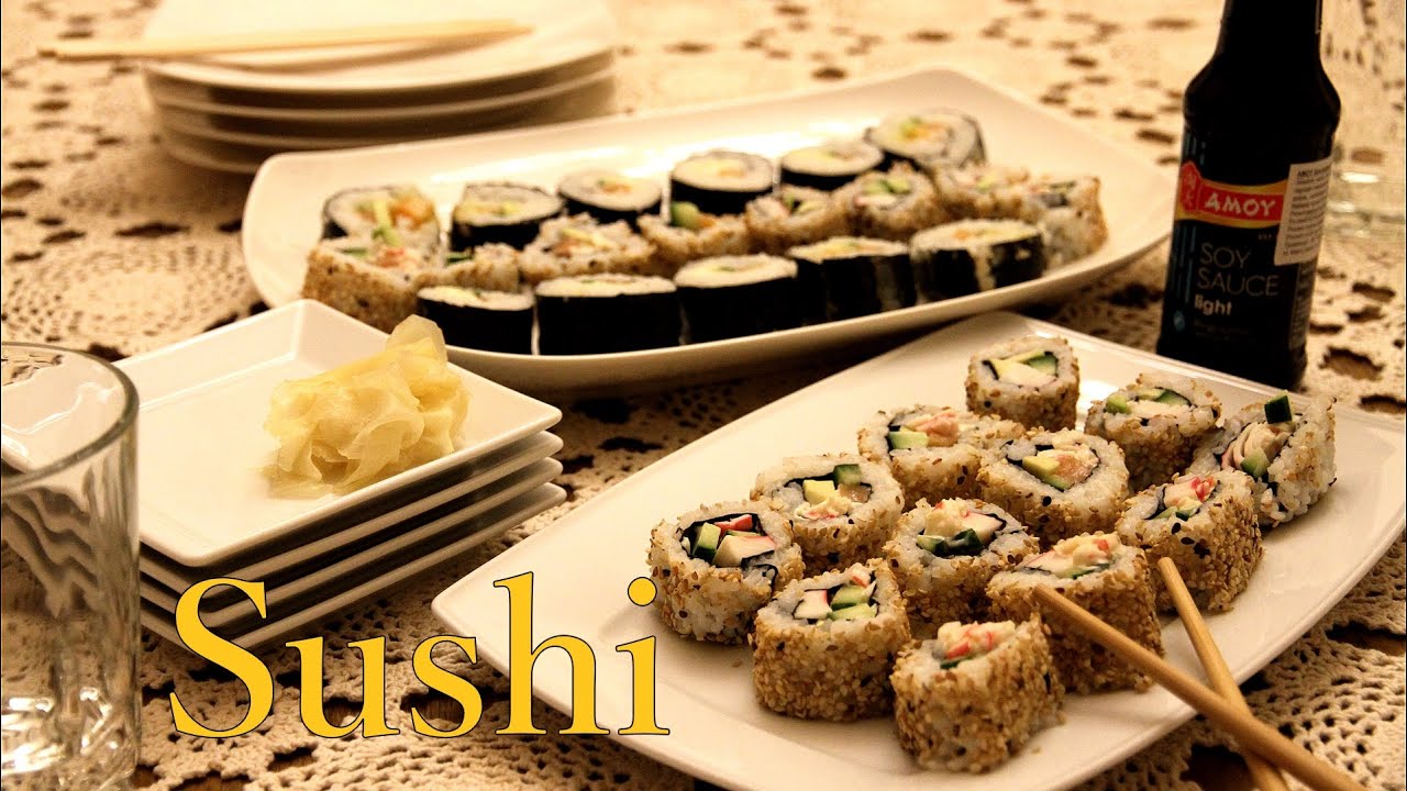 Sushi: futomaki i uramaki (two types of sushi) - YouTube