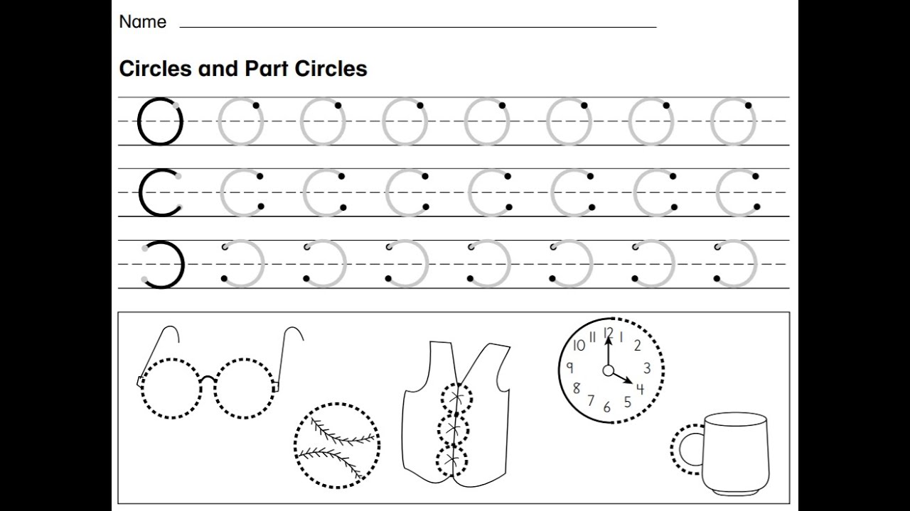 Handwriting Workbook Circles and Part Circles - YouTube