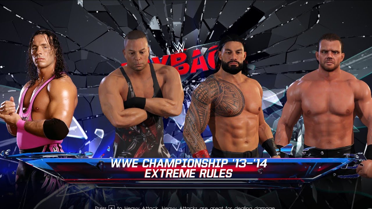 WWE 2K22 Roman Reigns VS. Chris Benoit VS. Rob Van Dam VS. Bret Hart ...