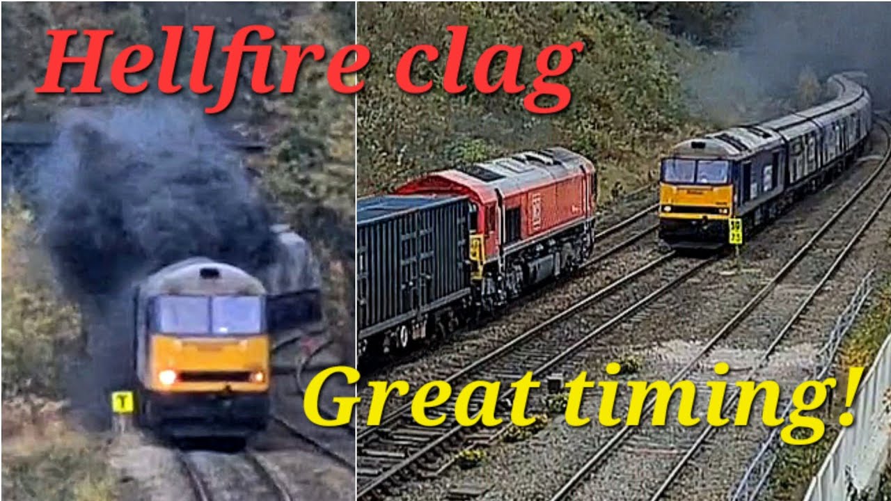 Sweet timing as mega-clagging Class 60 crosses Class 66 🔥 - YouTube