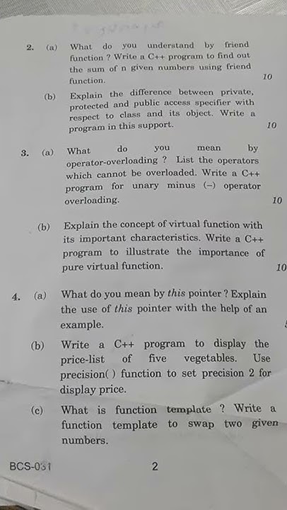 Bcs-031: Programming In C++ , 2015 June |ignou Bca Question Paper 