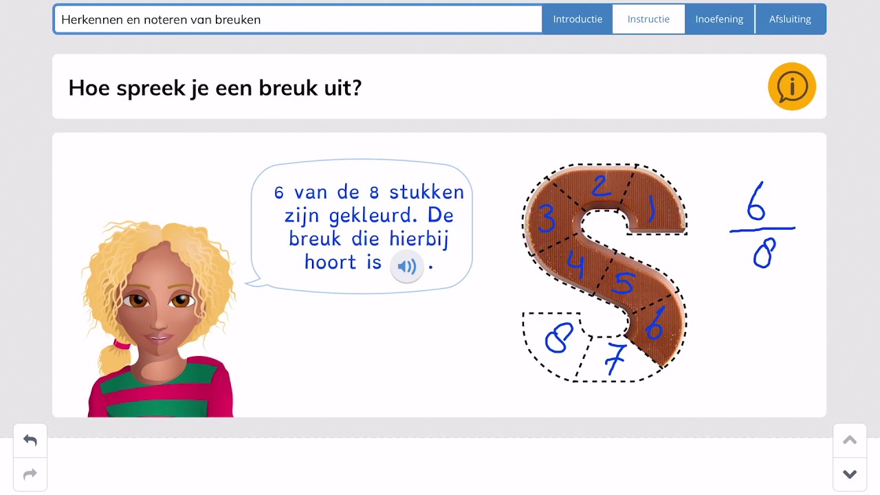 Leerjaar 6: Rekenen Herkennen en noteren van breuken - YouTube