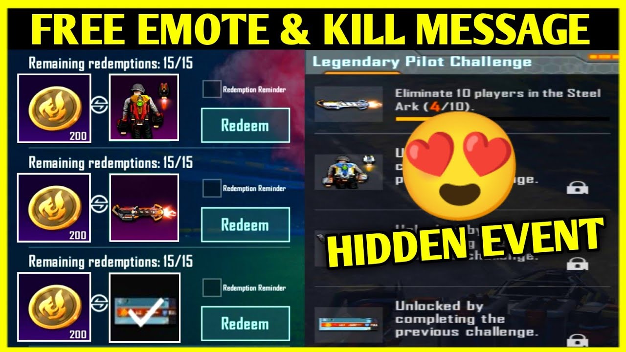 BGMI 3.2 UPDATE FREE EMOTE & KILL MESSAGE😍 | LEGENDARY PILOT CHALLENGE ...