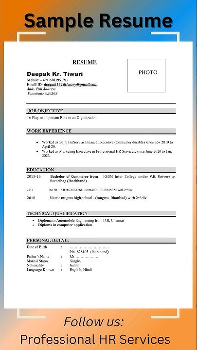 sample resume || resume kaise banaye || how to write resume # ...