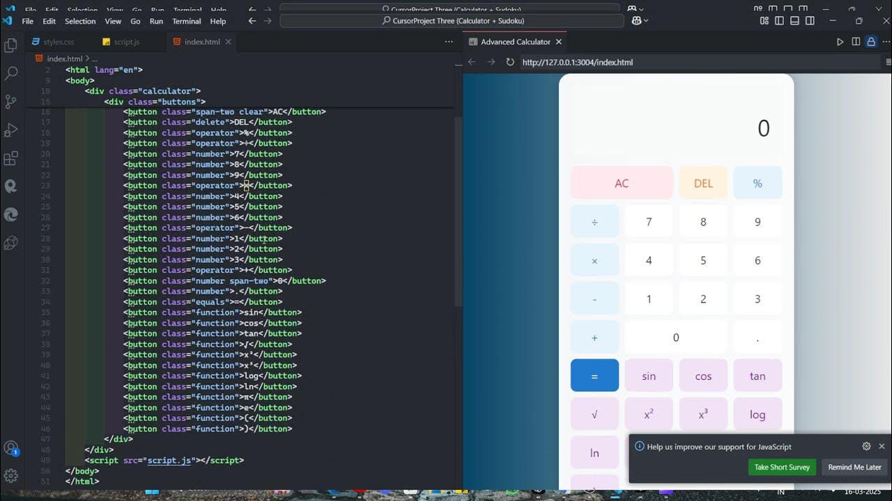 Sample Coding HTML, CSS and JAVASCRIPT || Record from OBS - YouTube