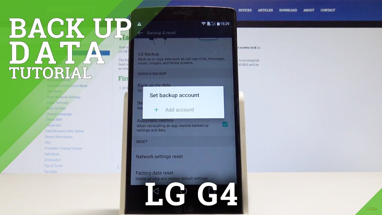How to Enable Google Backup in LG G4 - Add Backup Account - YouTube