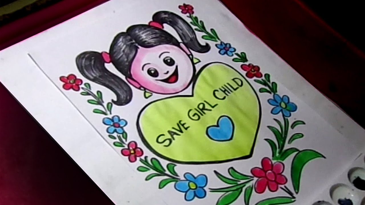 save girl child drawing / save girl child poster / save girl child ...