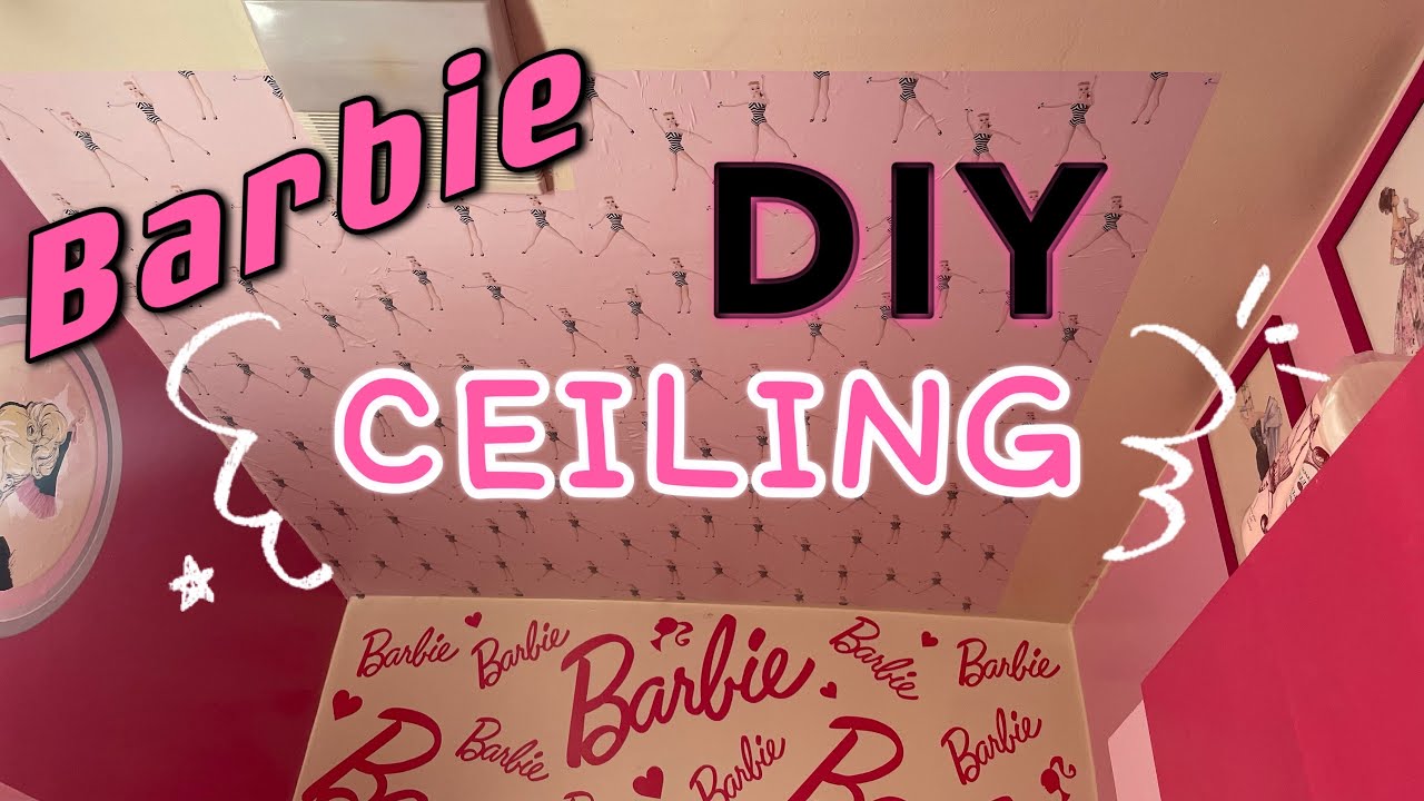 BARBIE CEILING!!! Barbie DIY with wallshoppe wallpaper - YouTube