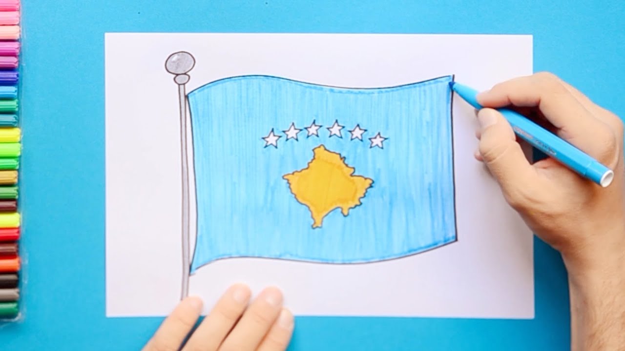 How To Draw Flag Of Kosovo Youtube