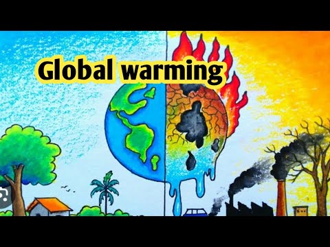 Easy painting of Global warming/How to draw Global warming/How to draw ...