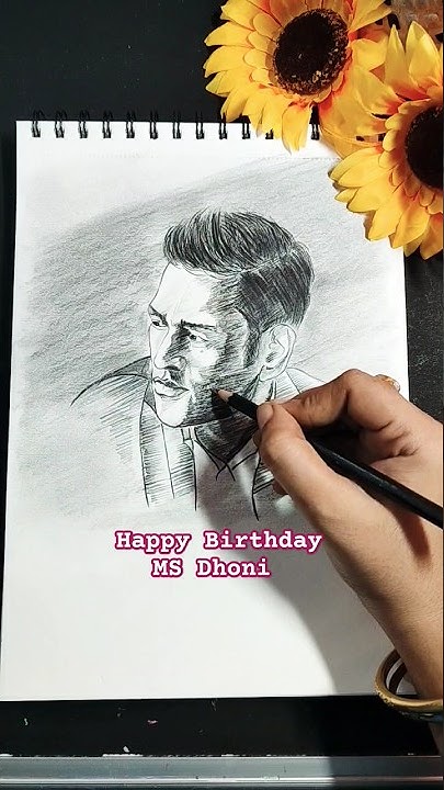 MSD,Birthday Special💛🥳|| MS Dhoni Pencil #sketch #shorts#msdhoni#mahi# ...