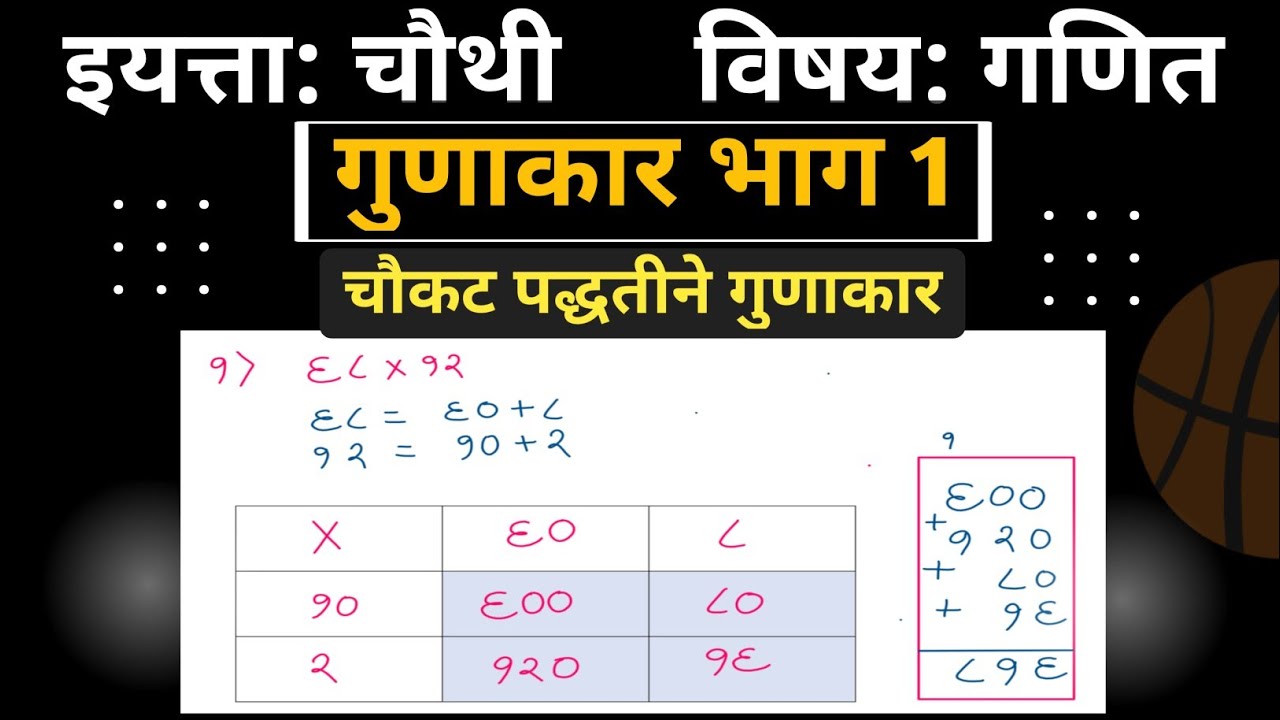 इयत्ता चौथी गुणाकार भाग १ | चौकट पद्धतीने गुणाकार | इयत्ता ४ थी गणित ...