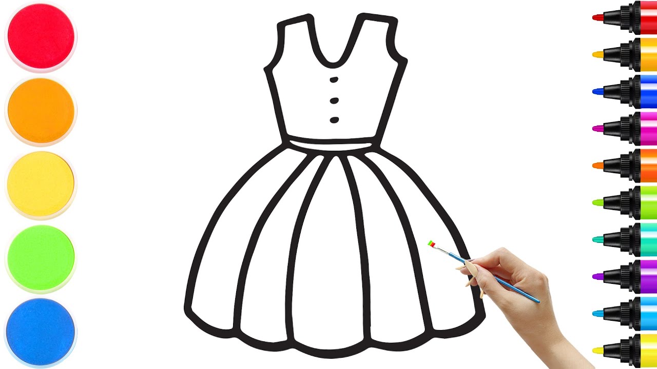 How to draw a dress step by step easy - YouTube