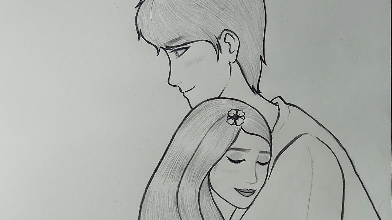 Pencil drawing of a loving couple || Easy step by step drawing of a ...