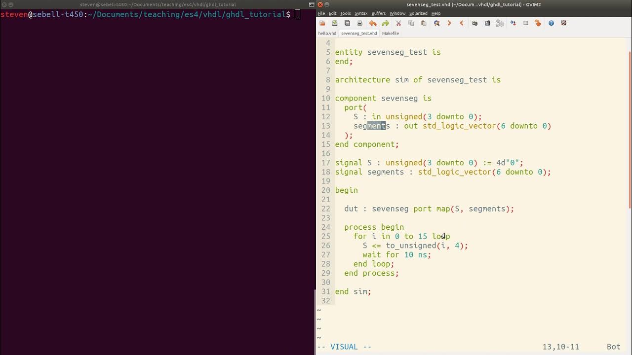 Simulating VDHL code with GHDL - YouTube