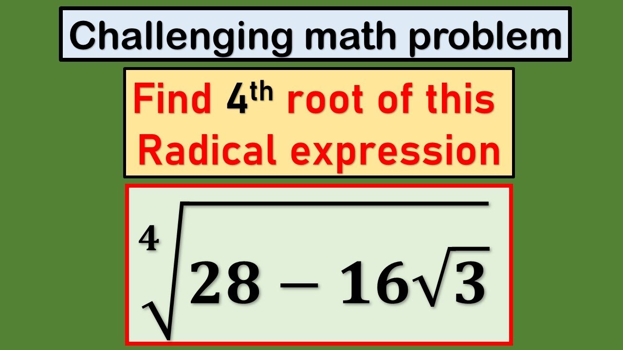 Find 4th root of this radical expression || challenging math problem ...