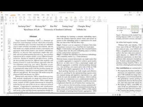 Learning the Best Pooling Strategy for Visual Semantic Embedding - YouTube