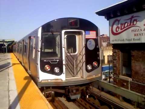 Metro Ave Bound (M) Train Entering and Leaving Fresh Pond Road - YouTube