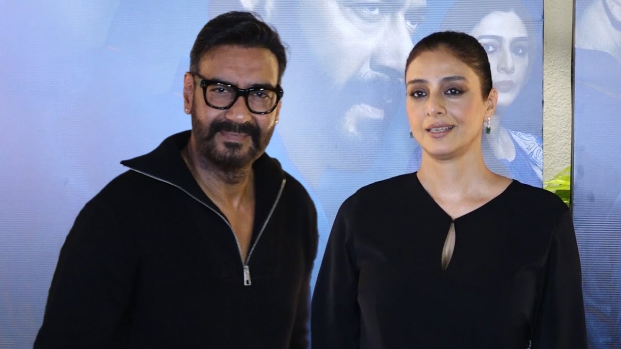 Ajay Devgn And Tabu Twin In Black At Drishyam 2 Success Party - YouTube
