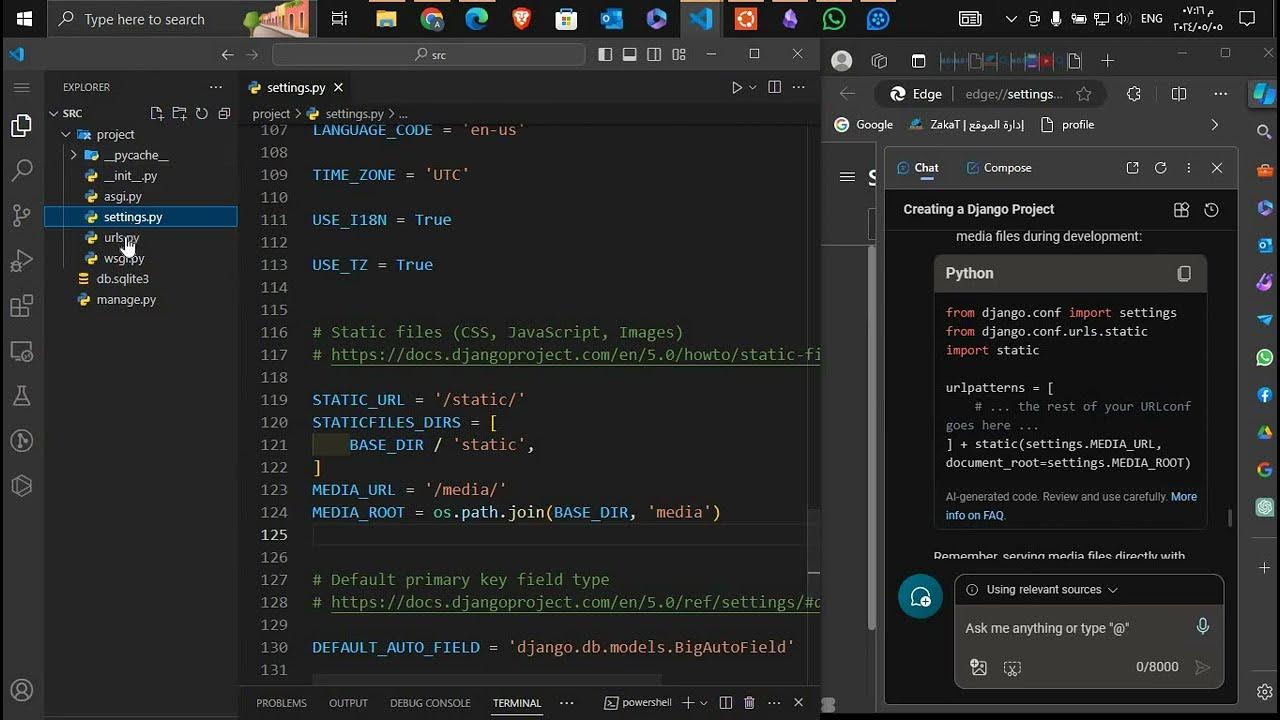 django 3 Arabic عربى Arabic عربى create django project , prepare static & media settings - YouTube