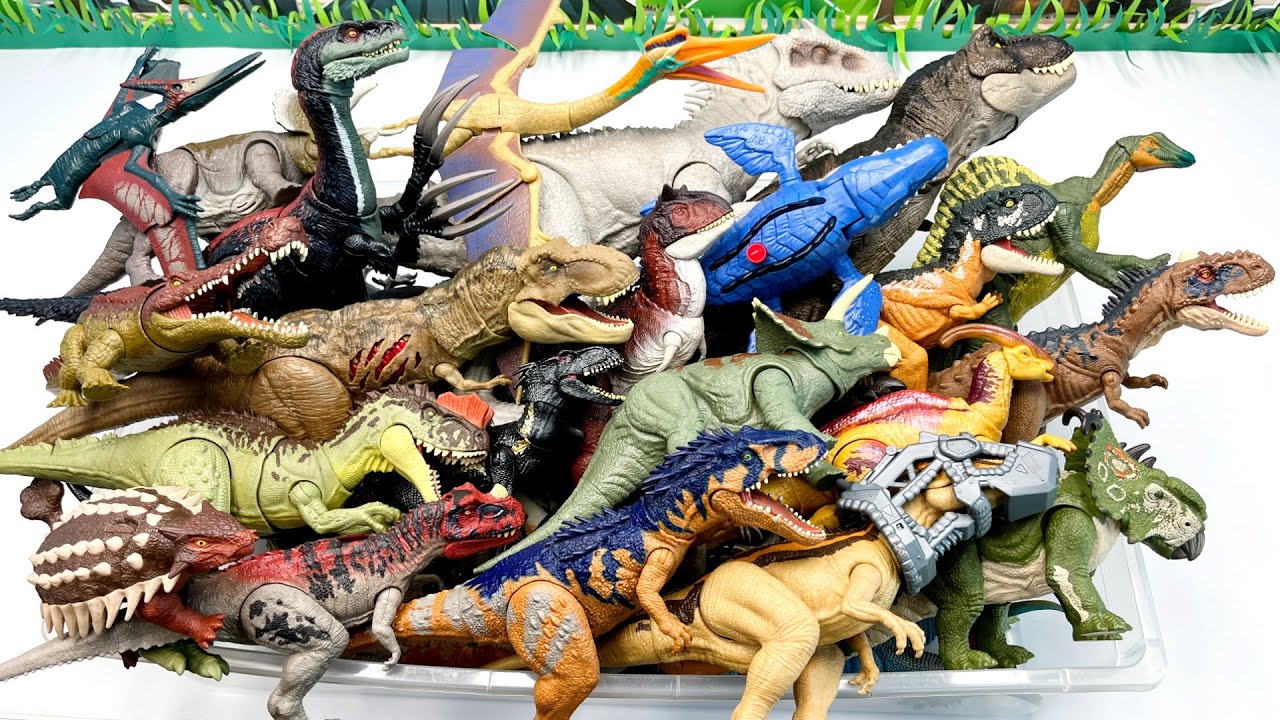 50 Dinosaur Everything In The Dino BOX! Jurassic World, Schleich Real ...