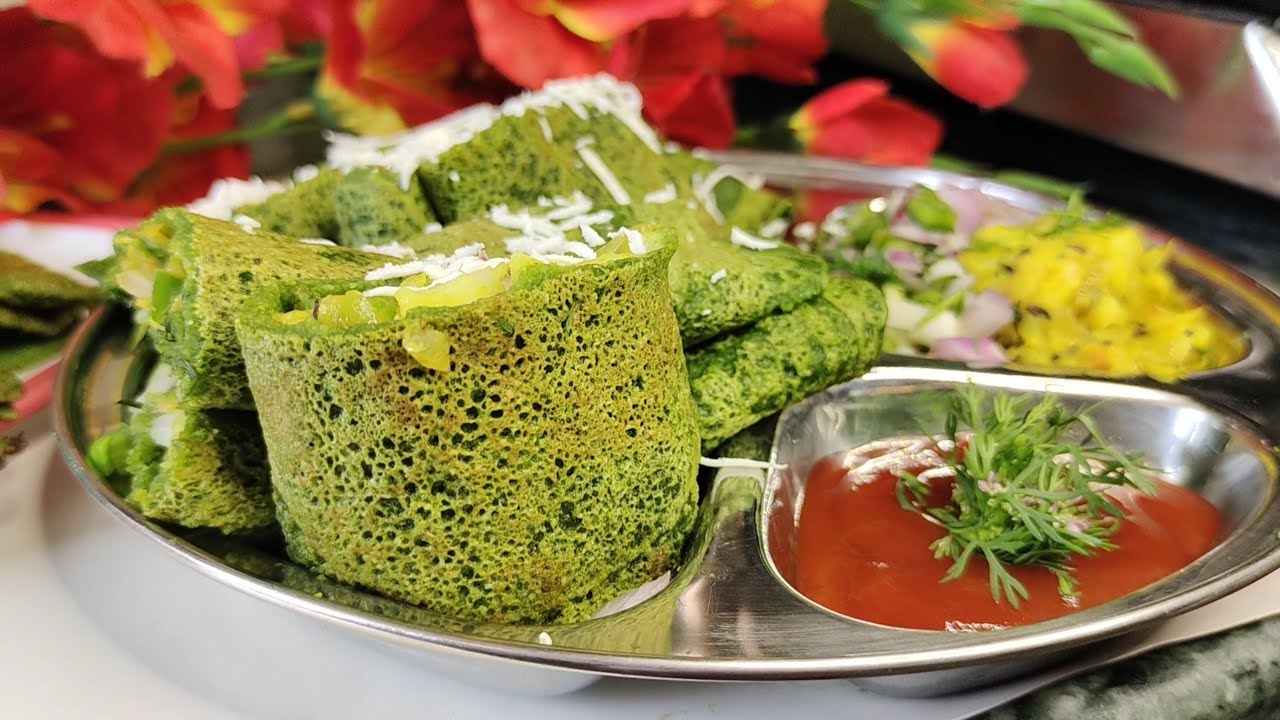 पालक डोसा | पालक मसाला डोसा Instant Palak Masala Dosa | Instant Palak ...