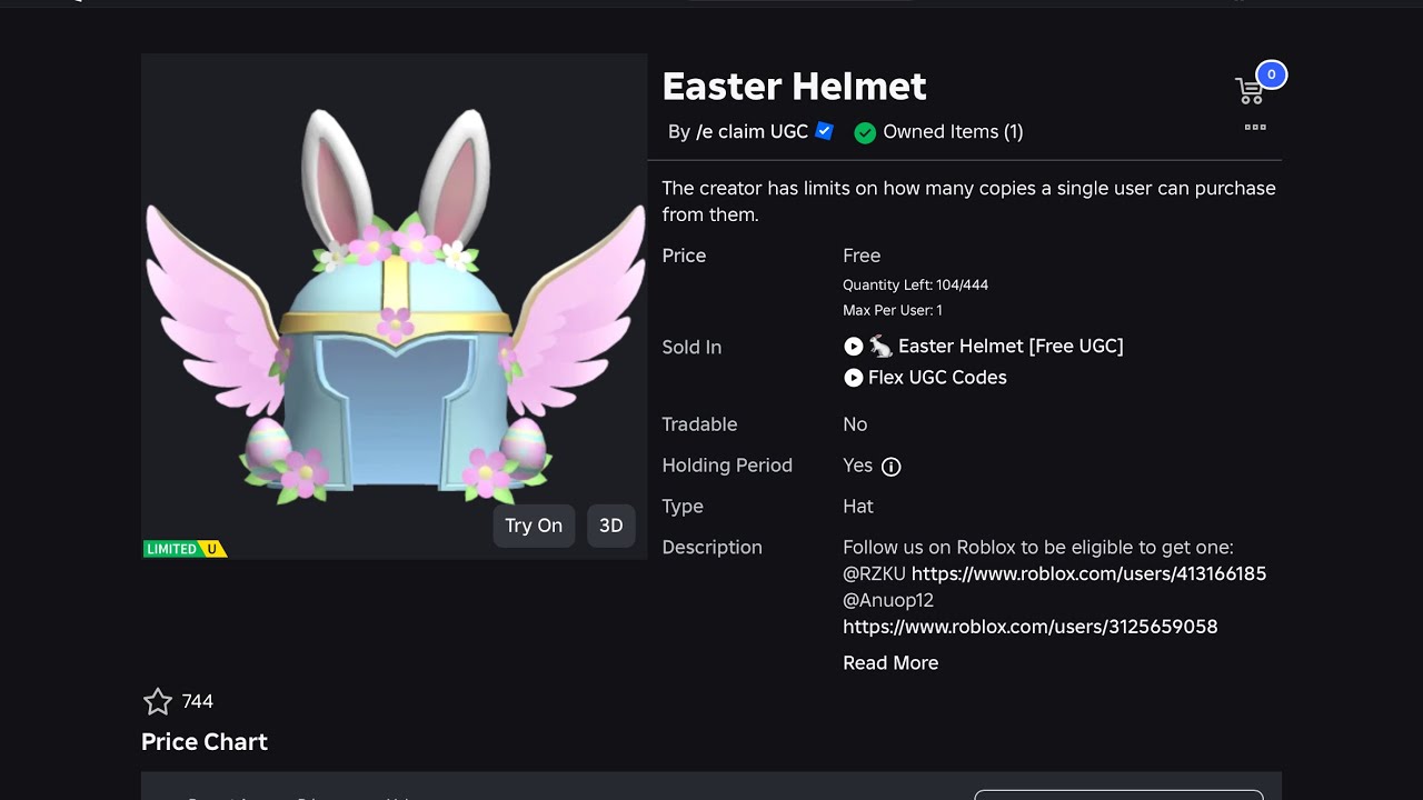 Sniping Free Easter Helmet Ugc Limited! - YouTube