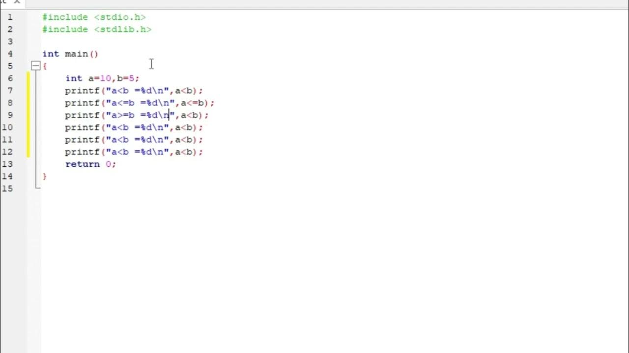 how write a Relational Operator in C Program tamil - YouTube